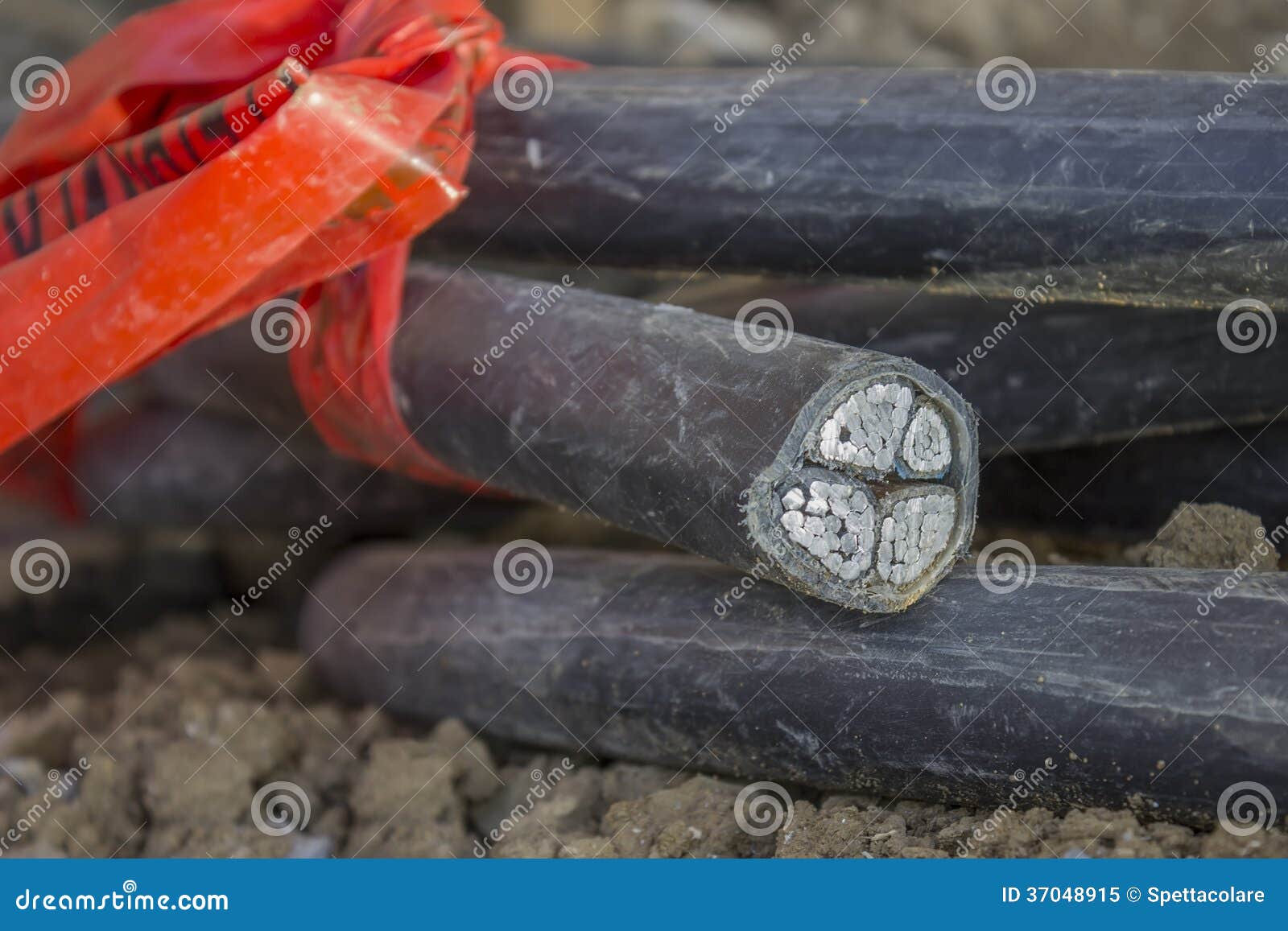 Cross Section of a Industrial Underground Al Cable Stock Image - Image ...