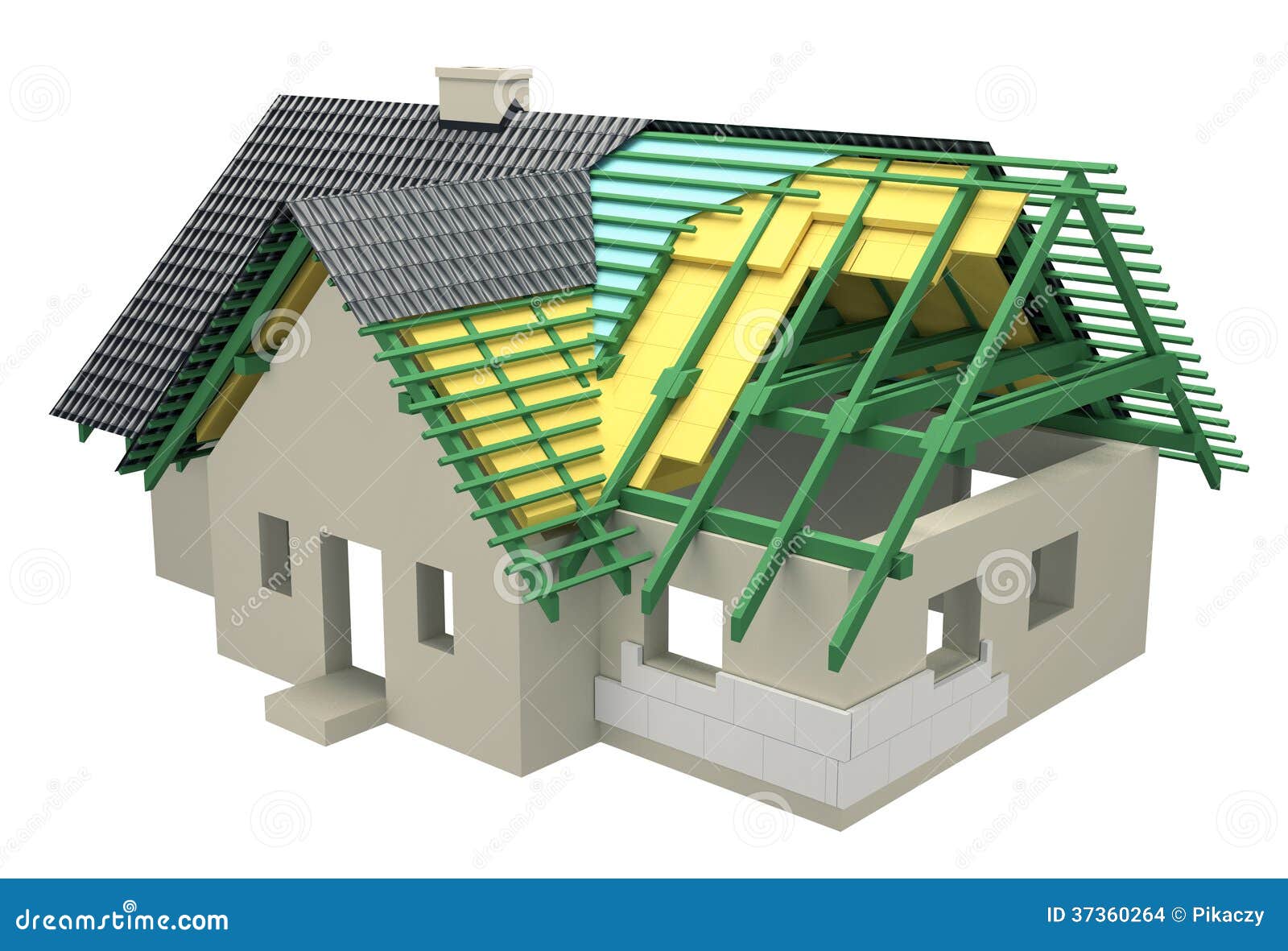 Warming, Insulation Of Walls. 3d Royalty-Free Illustration ...
