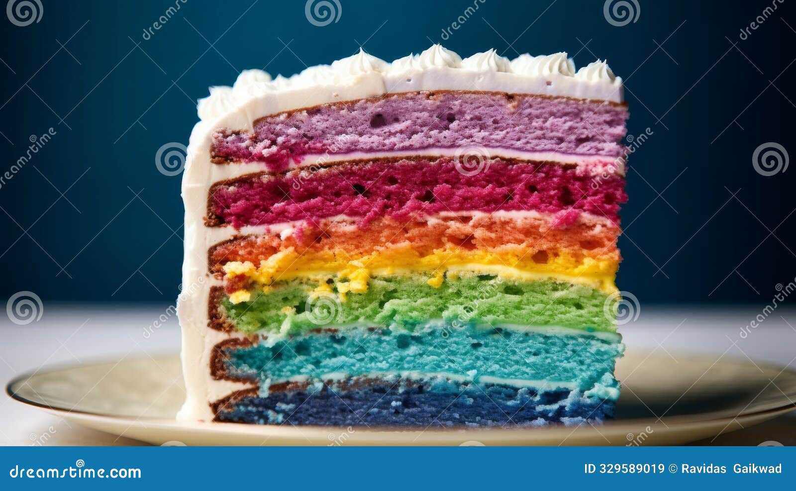 Cross Section of Layered Rainbow Cake with Vibrant Colors Stock ...