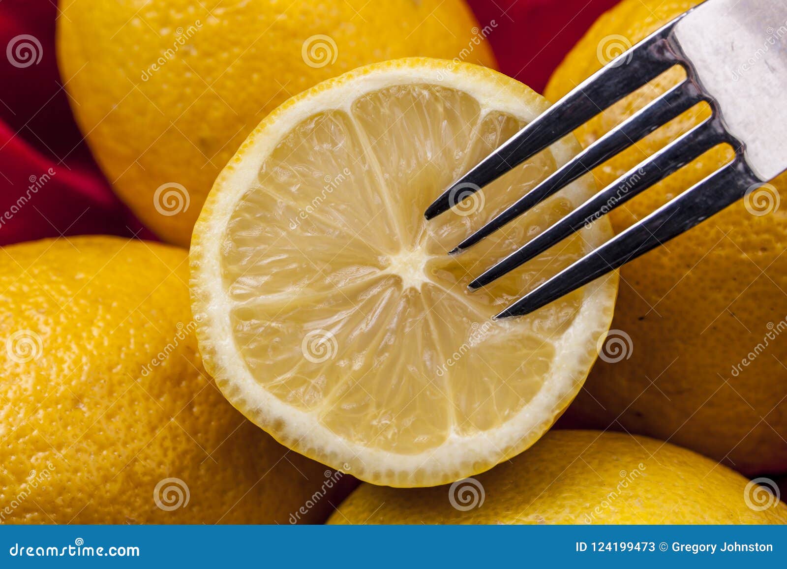 Lemon and a fork. stock image. Image of cross, diet - 124199473