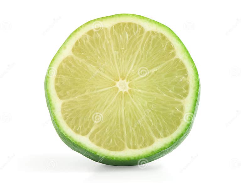 Cross Section of a Lime Fruit. Isolated Stock Photo - Image of sour ...