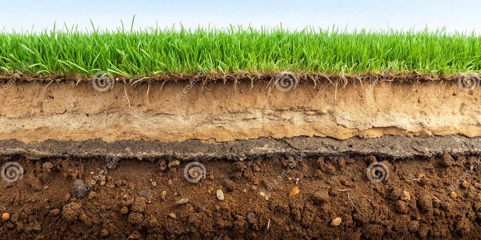 Cross-Section Lush Green Grass and Soil Layers Stock Illustration ...