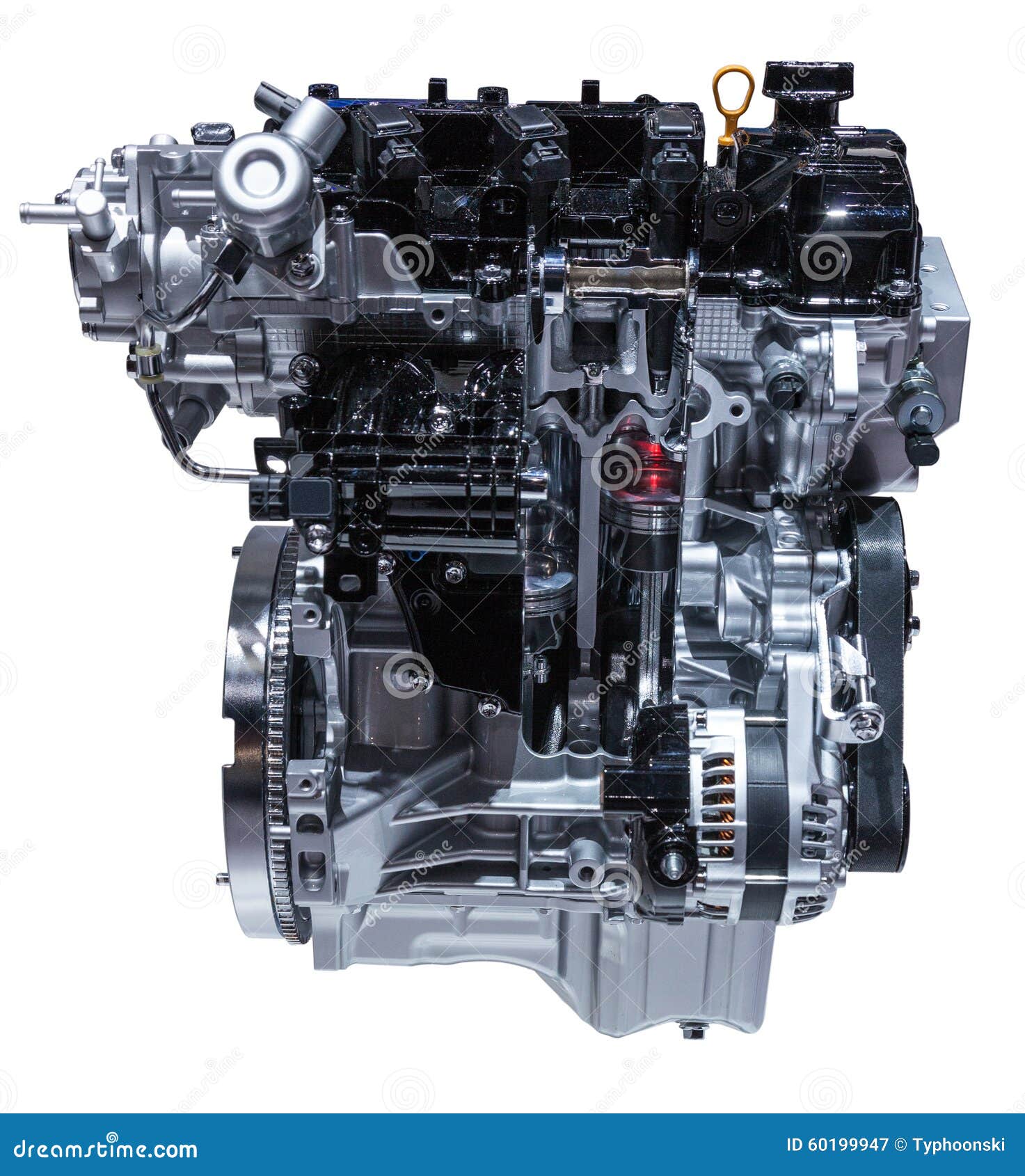 Cross Section of a Modern Car Engine Stock Image - Image of dynamo ...