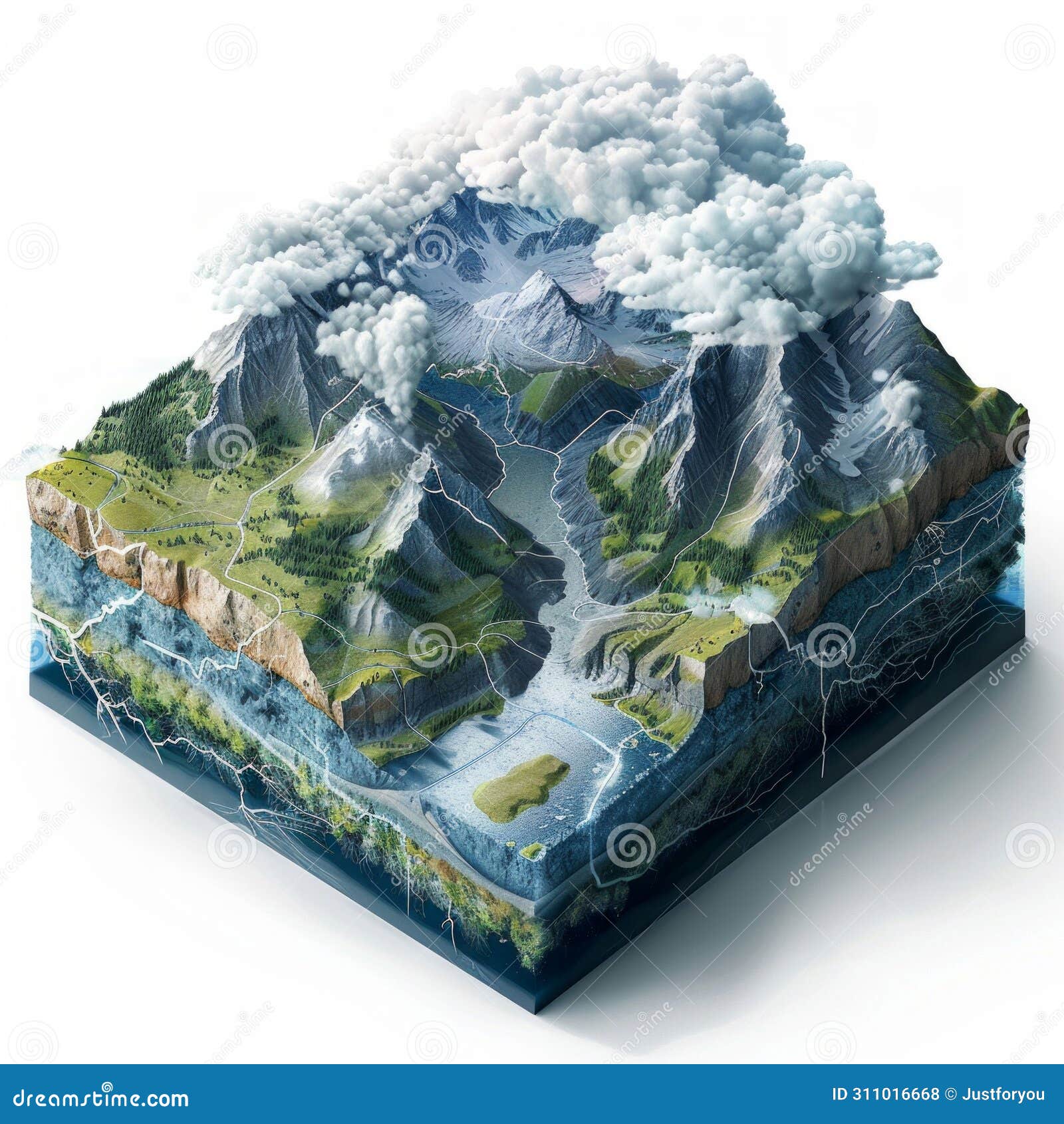 Cross-Section of a Mountain Ecosystem. Generative Ai Stock Illustration ...