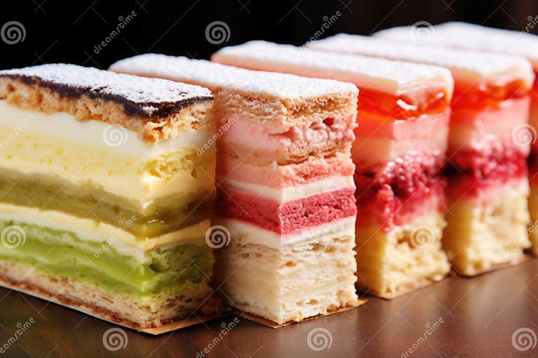 Cross-section of Multiple Layered Pastry Showcasing Each Layer Stock ...