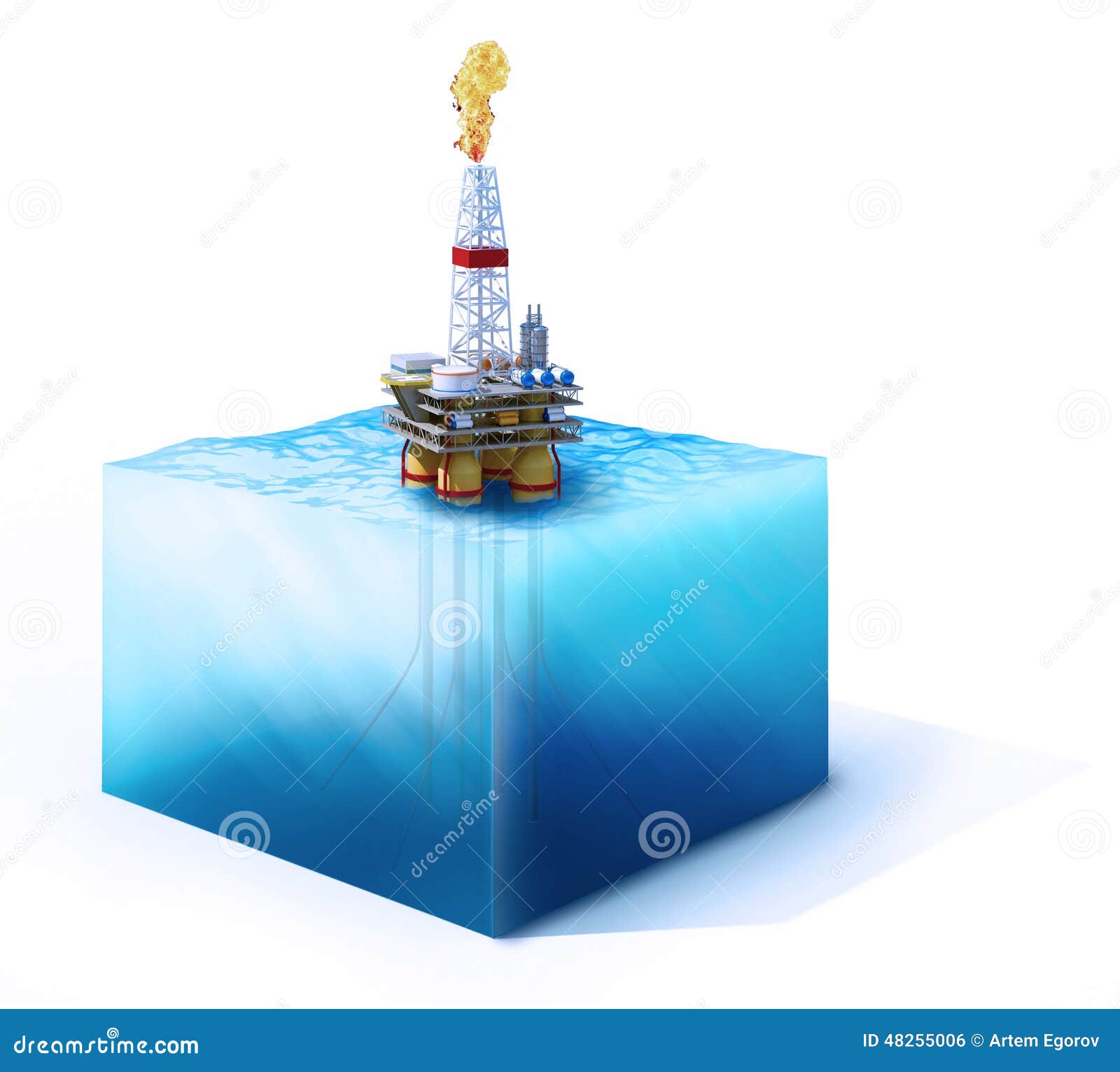 Cross Section of Ocean with Oil Platform Stock Illustration ...