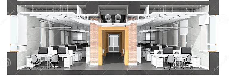 Cross Section of the Office Space Stock Illustration - Illustration of ...