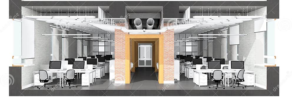 Cross Section of the Office Space Stock Illustration - Illustration of ...