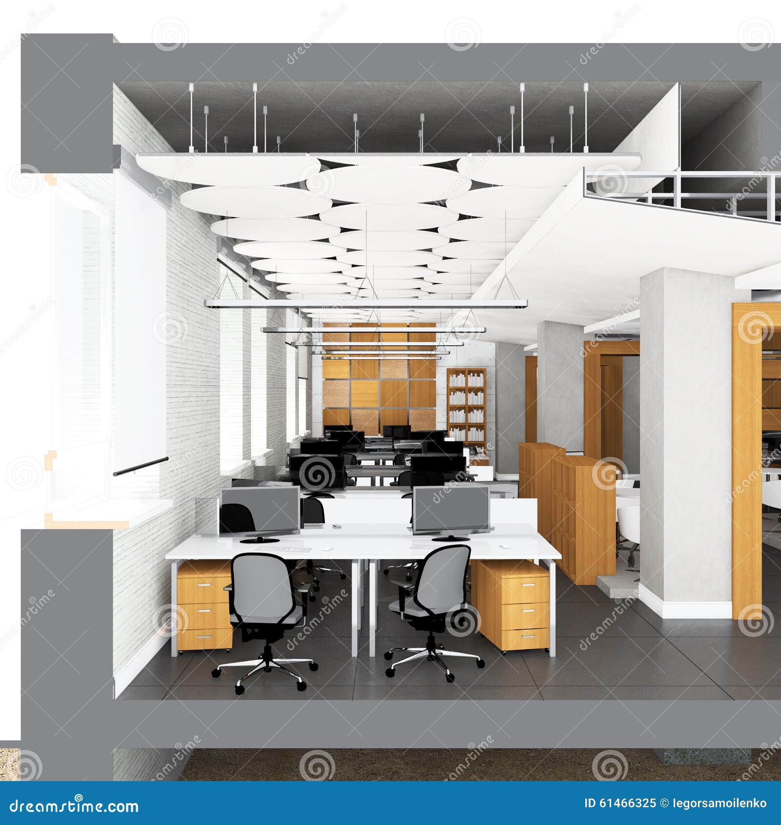 Cross Section of the Office Space Stock Image - Image of drawer, room ...