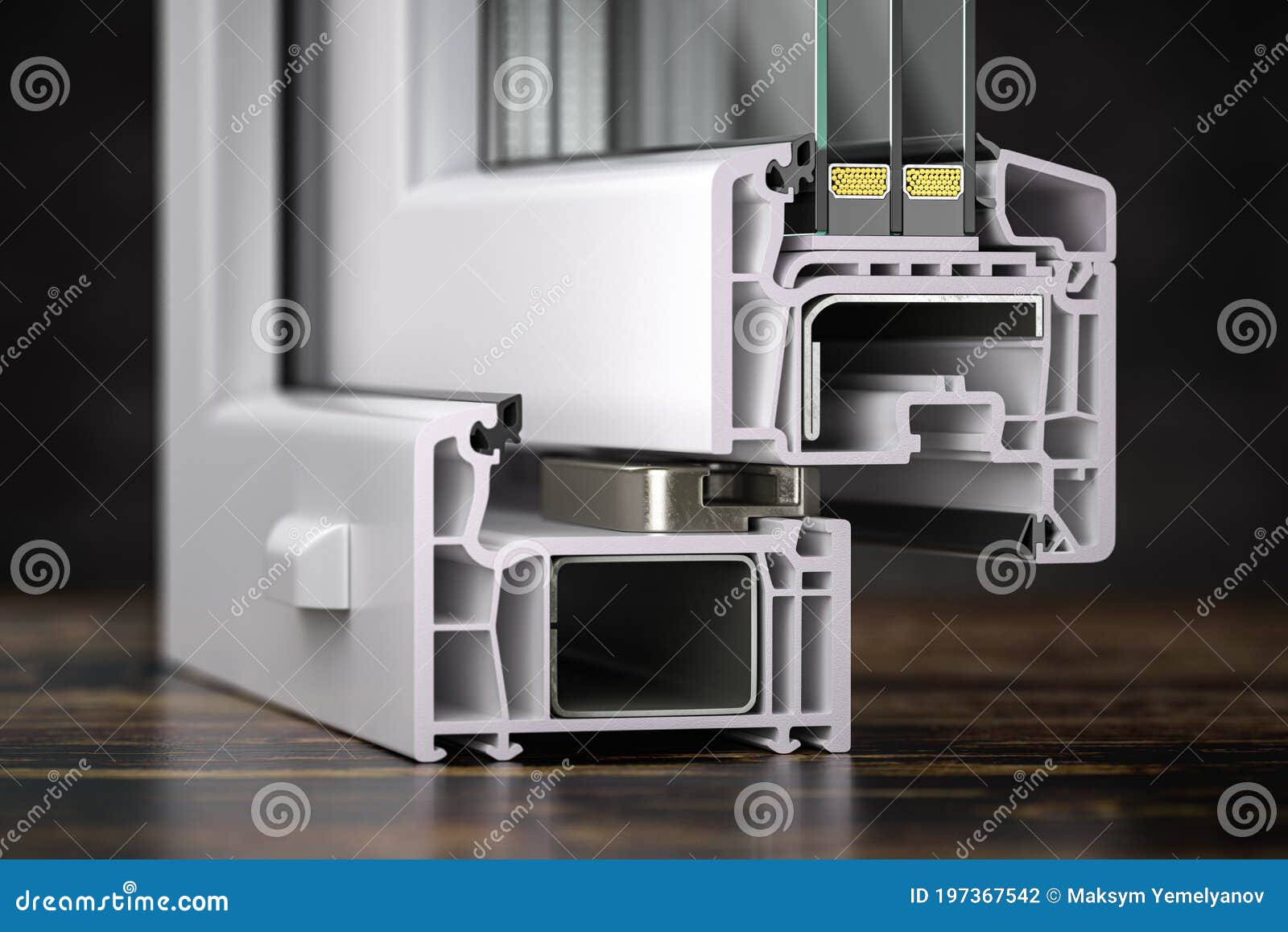 Cross Section of Plastic Window Profile PVC Slose Up on the Table Stock ...