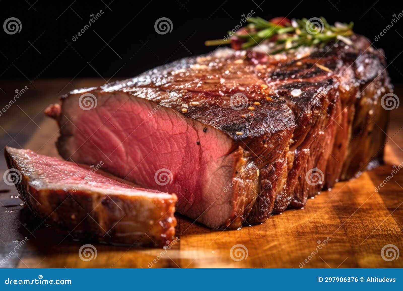 Cross-section of Porterhouse Steak with Juicy Inside Visible Stock ...