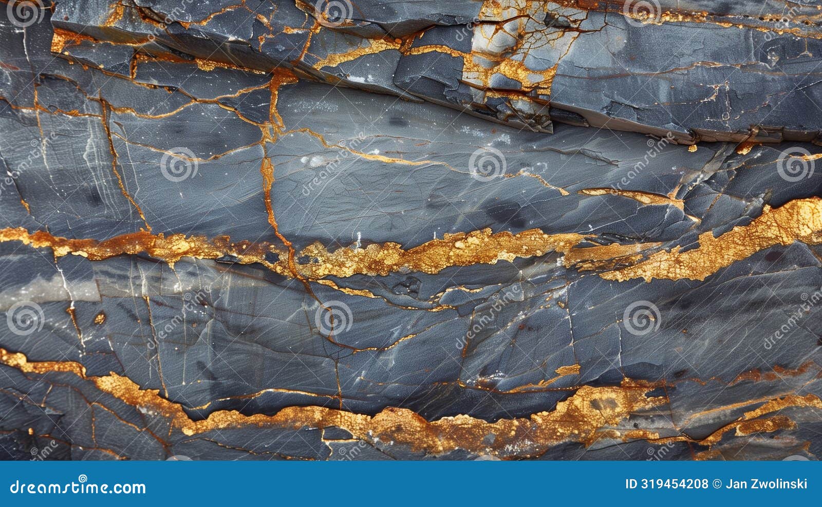 Cross Section of Rock with Golden Vein, Abstract Pattern Background ...