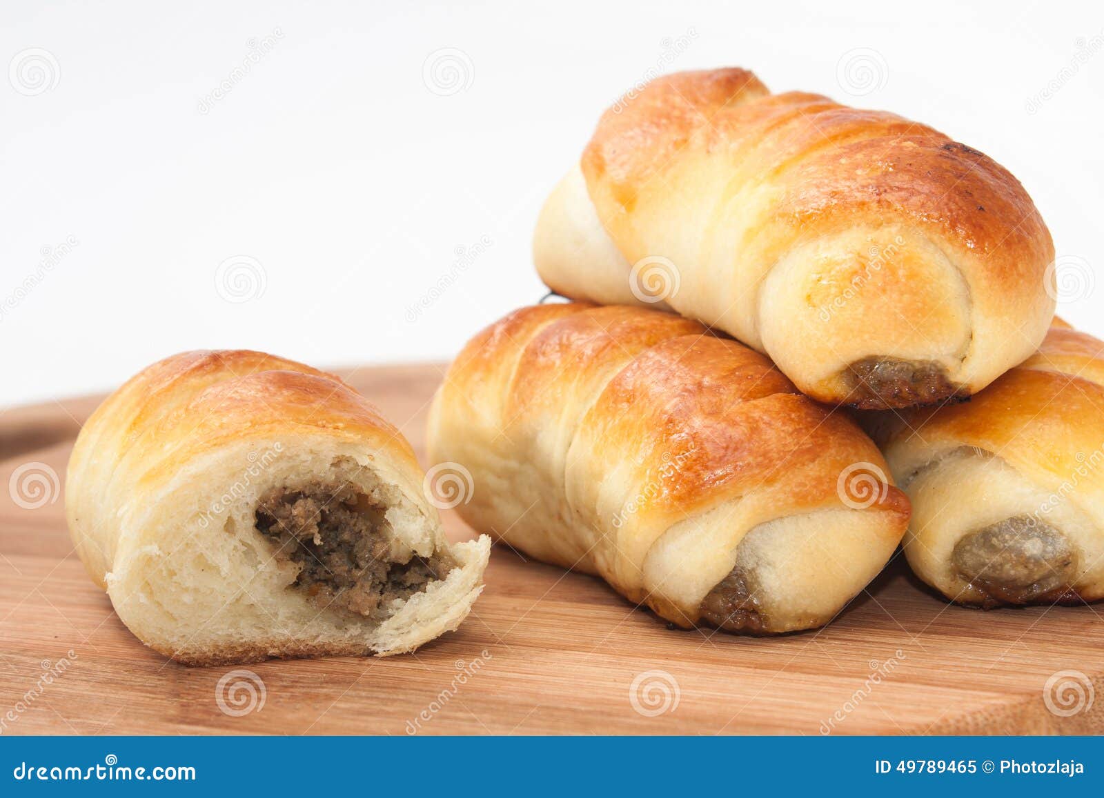 The Cross Section of Rolls Stuffed with Minced Meat Stock Image - Image ...