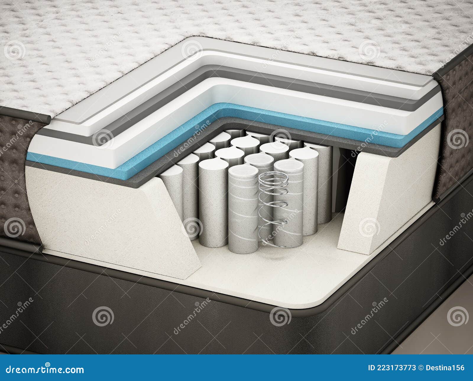 Cross Section Showing a Mattress and the Springs Inside. 3D ...