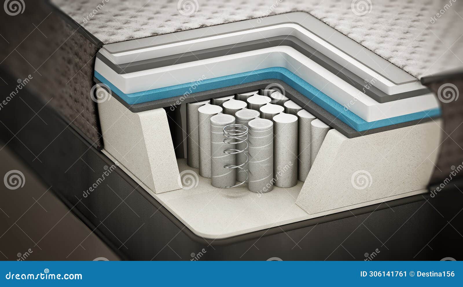 Cross Section Showing a Mattress and the Springs Inside. 3D ...