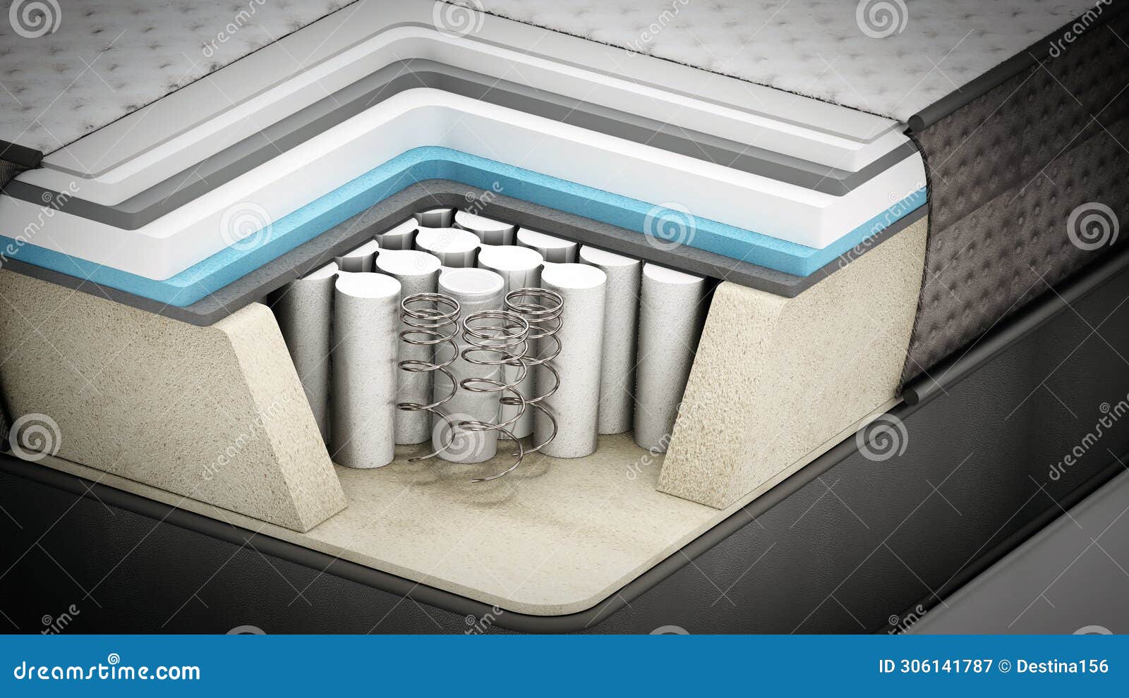 Cross Section Showing a Mattress and the Springs Inside. 3D ...