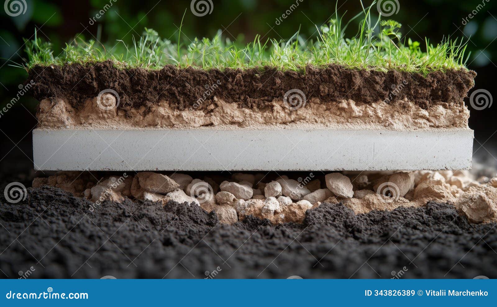 Cross-section of Soil Layers with Grass and Rocks Stock Illustration ...