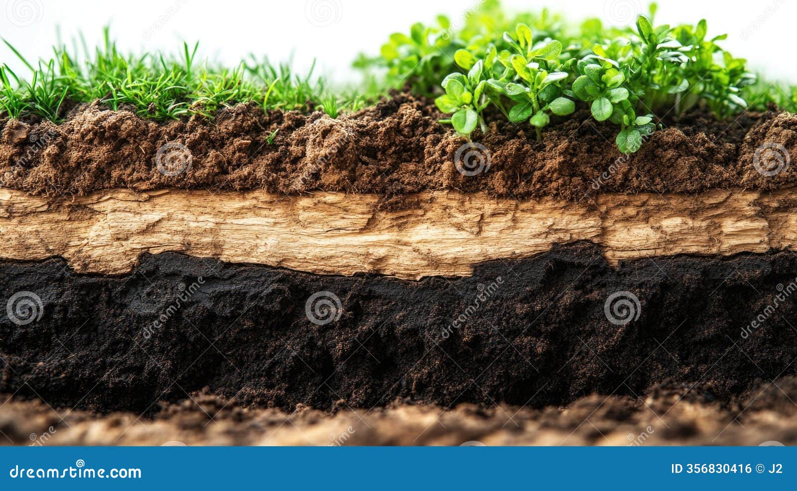 Cross Section of Soil Layers with Grass and Vegetation Above Stock ...