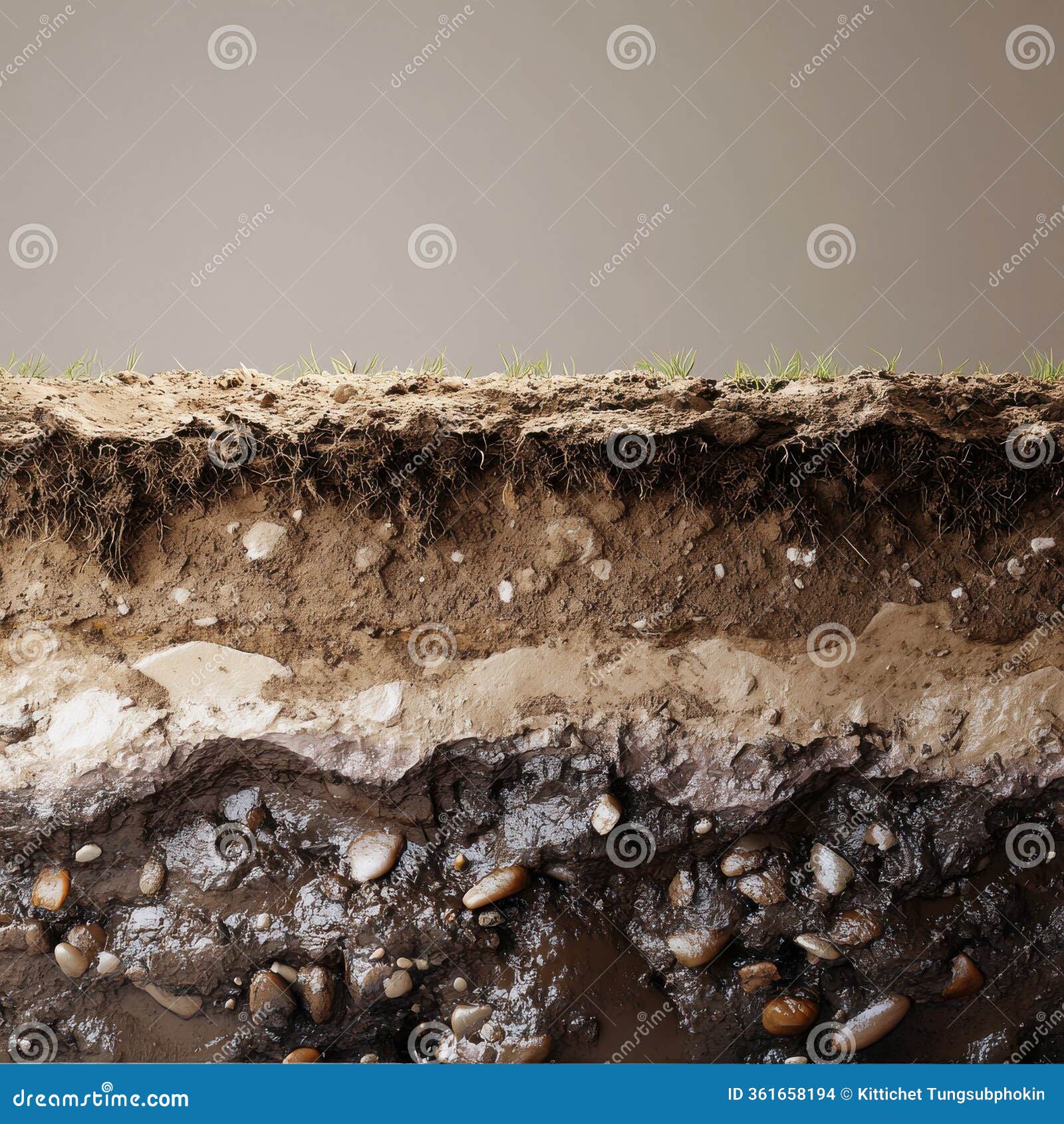 Cross-Section of Soil Layers Showing Natural Composition and Texture ...