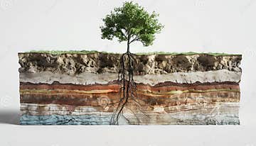 Cross-section of Soil Layers with a Tree on Top, Illustrating Soil ...