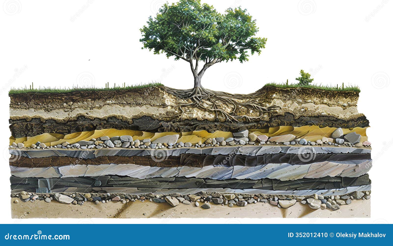 Cross-section of Soil Layers with a Tree on Top, Illustrating Soil ...