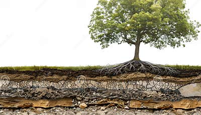 Cross-section of Soil Layers with a Tree on Top, Illustrating Soil ...