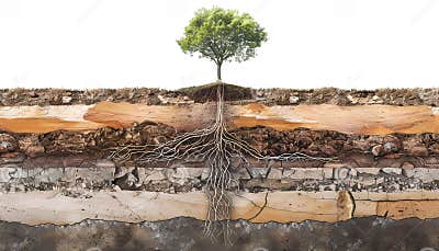 Cross-section of Soil Layers with a Tree on Top, Illustrating Soil ...