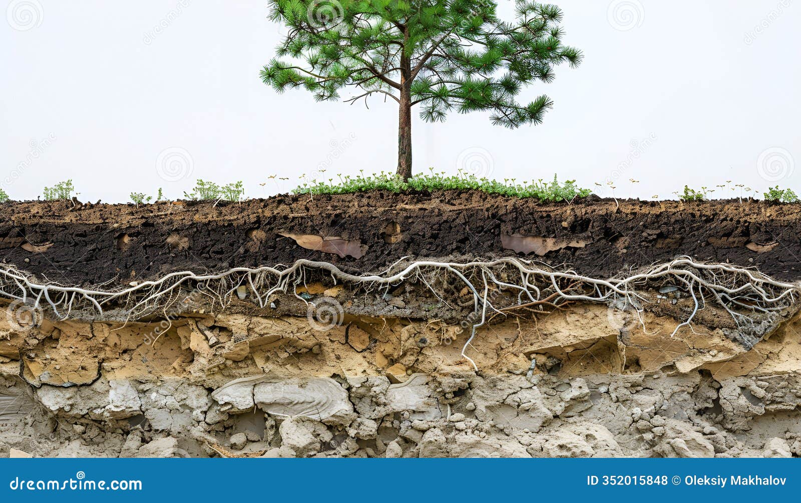 Cross-section of Soil Layers with a Tree on Top, Illustrating Soil ...