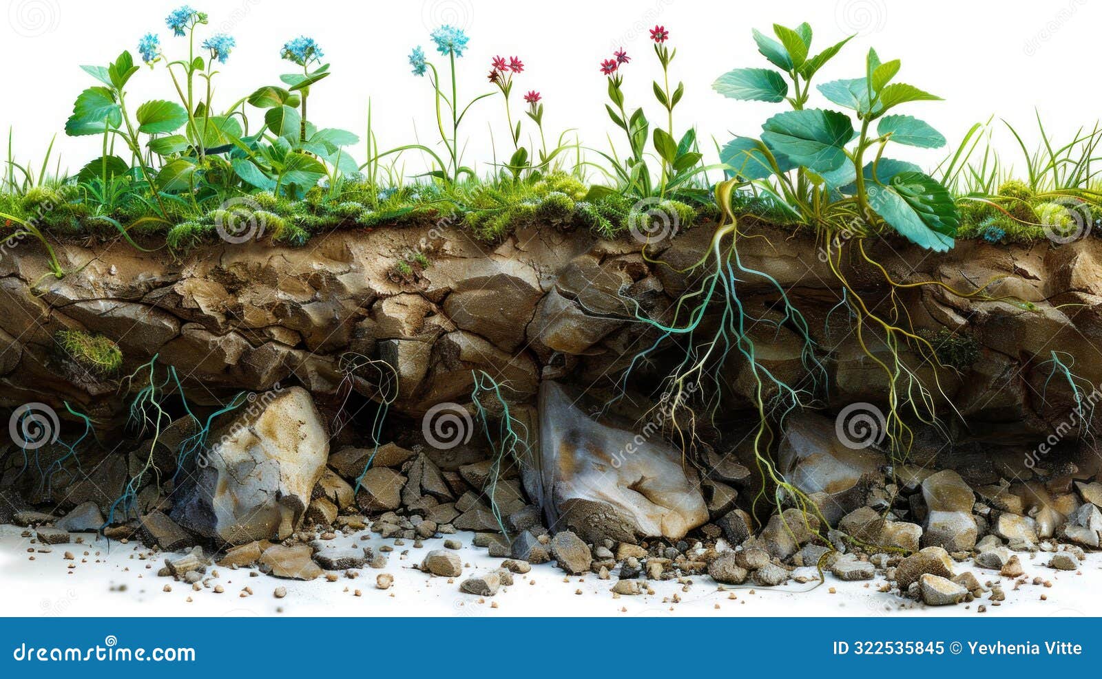 Cross-Section of Soil with Plant Roots. Generative Ai Stock ...