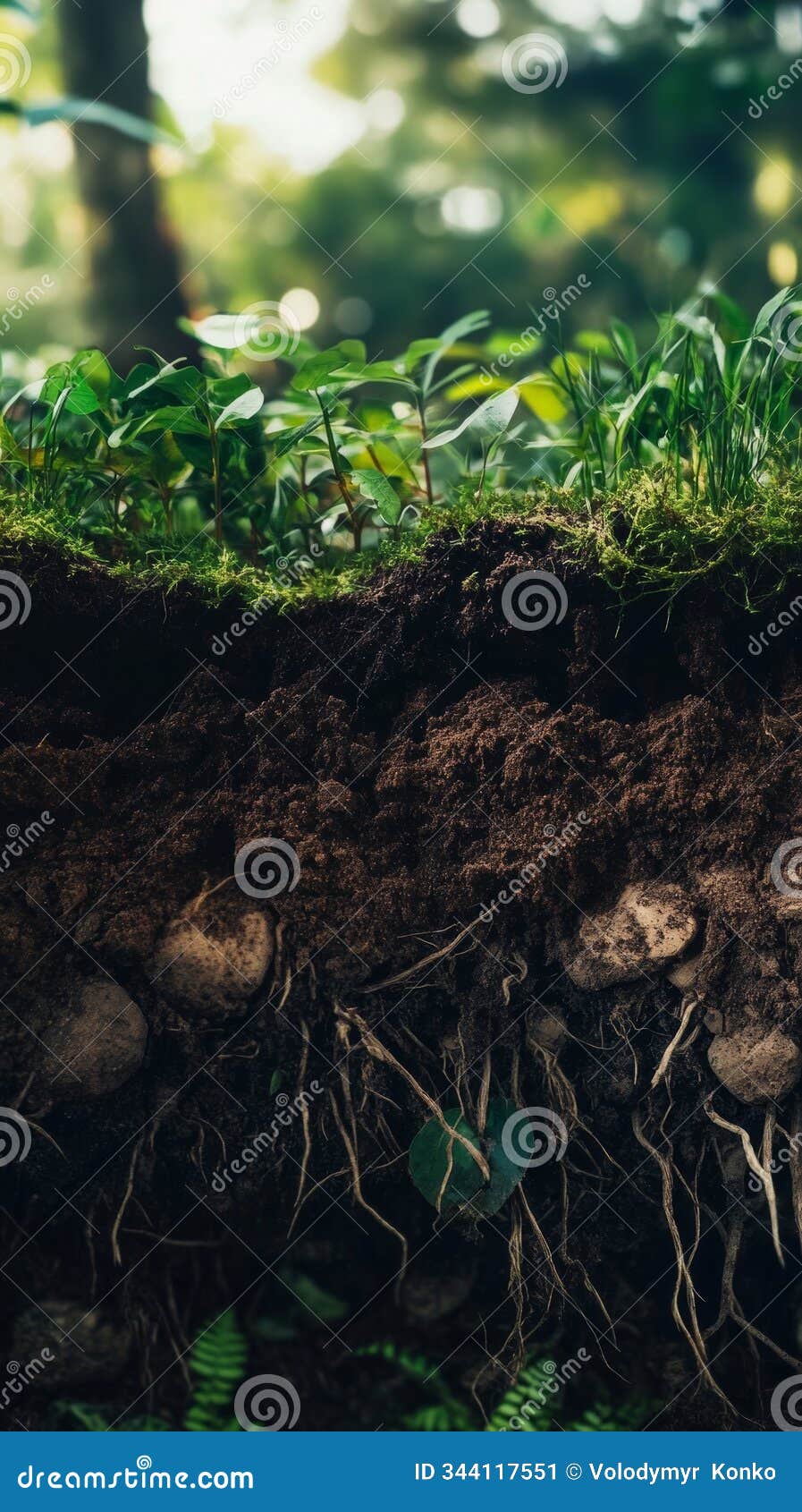 Cross Section of Soil Showing Roots and Greenery, Nature Study ...
