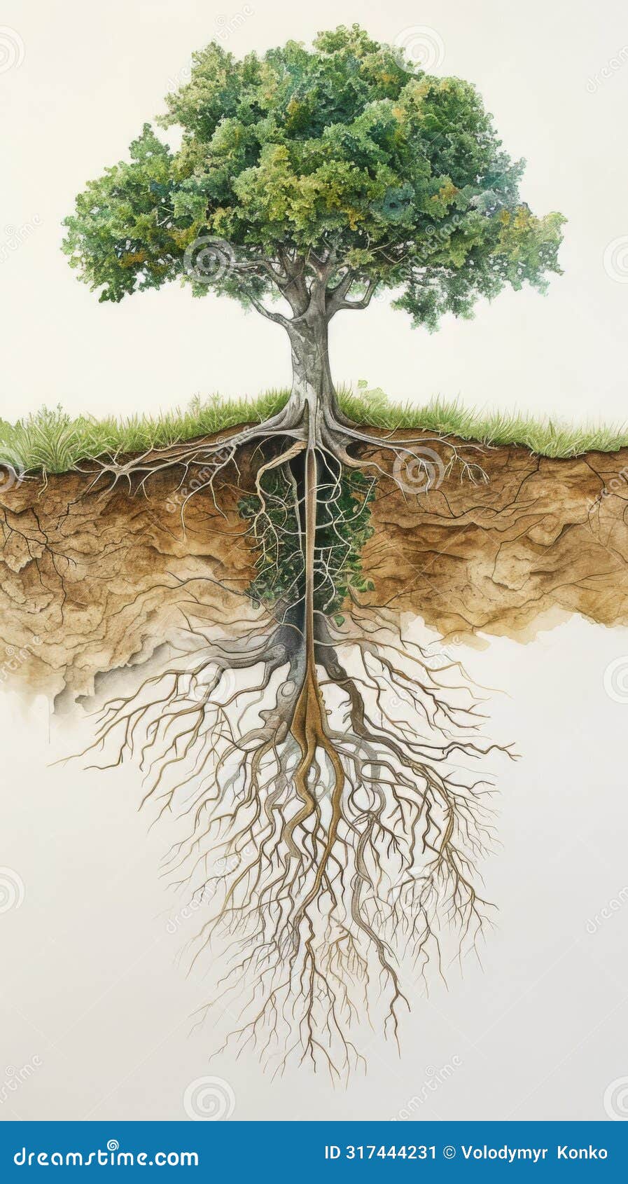 Cross-section of Soil Showing a Tree with Exposed Roots Stock Image ...