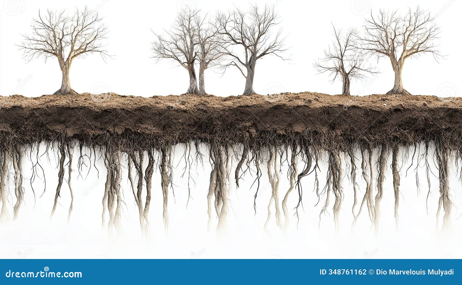 Cross Section of Soil with Tree Roots and Bare Trees. Concept of Nature ...