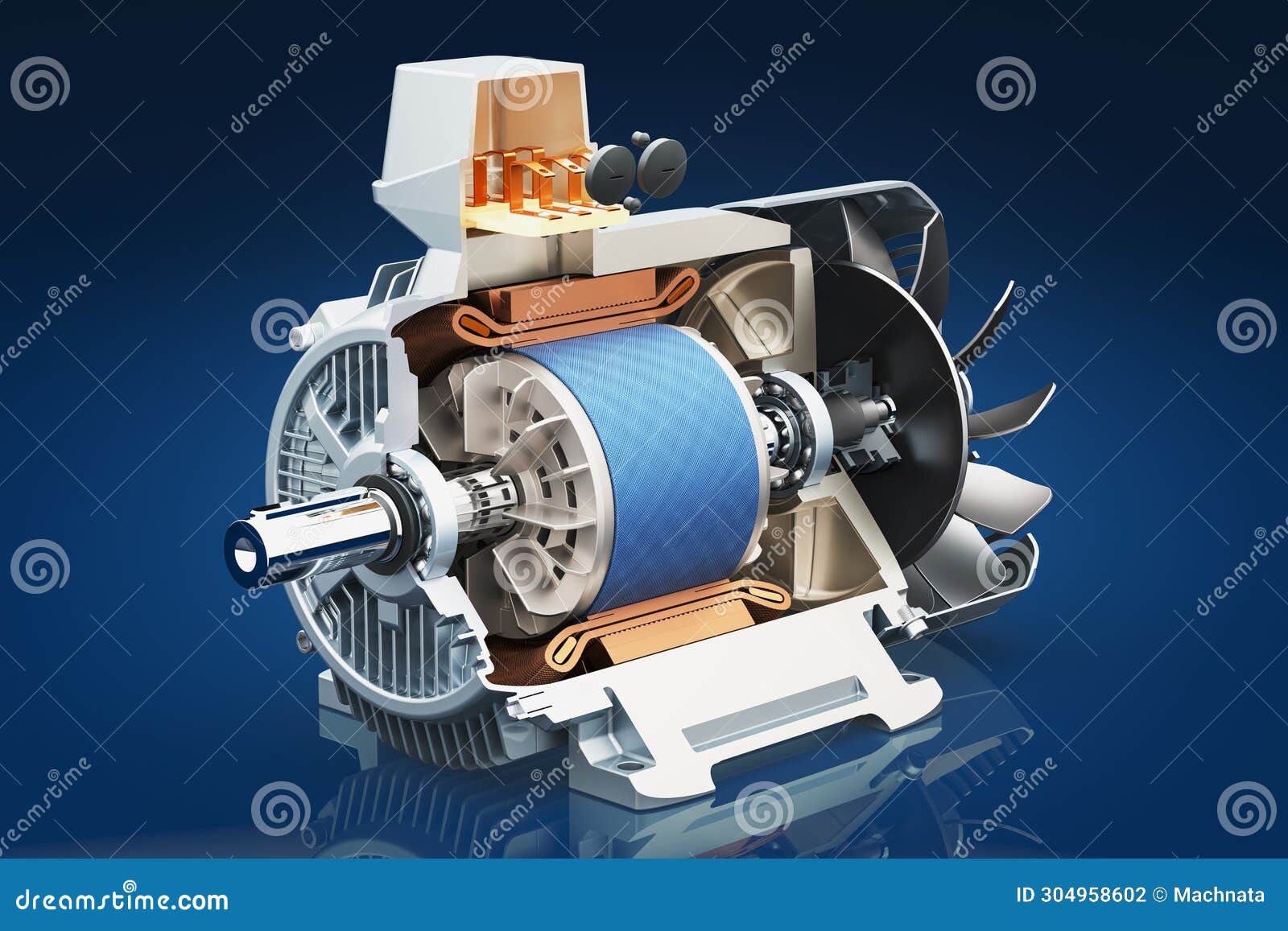 Cross Section and Structure of Industrial Electric Motor on Backdrop ...