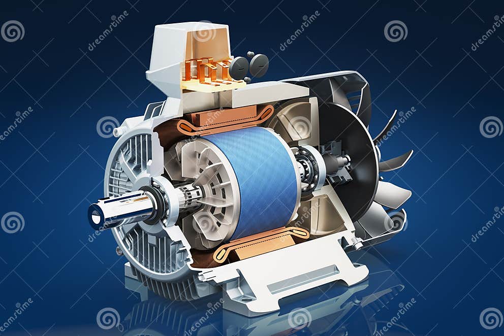 Cross Section and Structure of Industrial Electric Motor on Backdrop ...