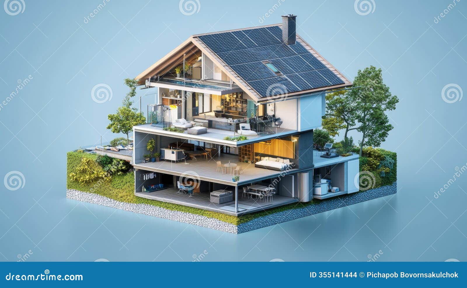 Cross Section of a Sustainable Building Featuring Modern Design ...