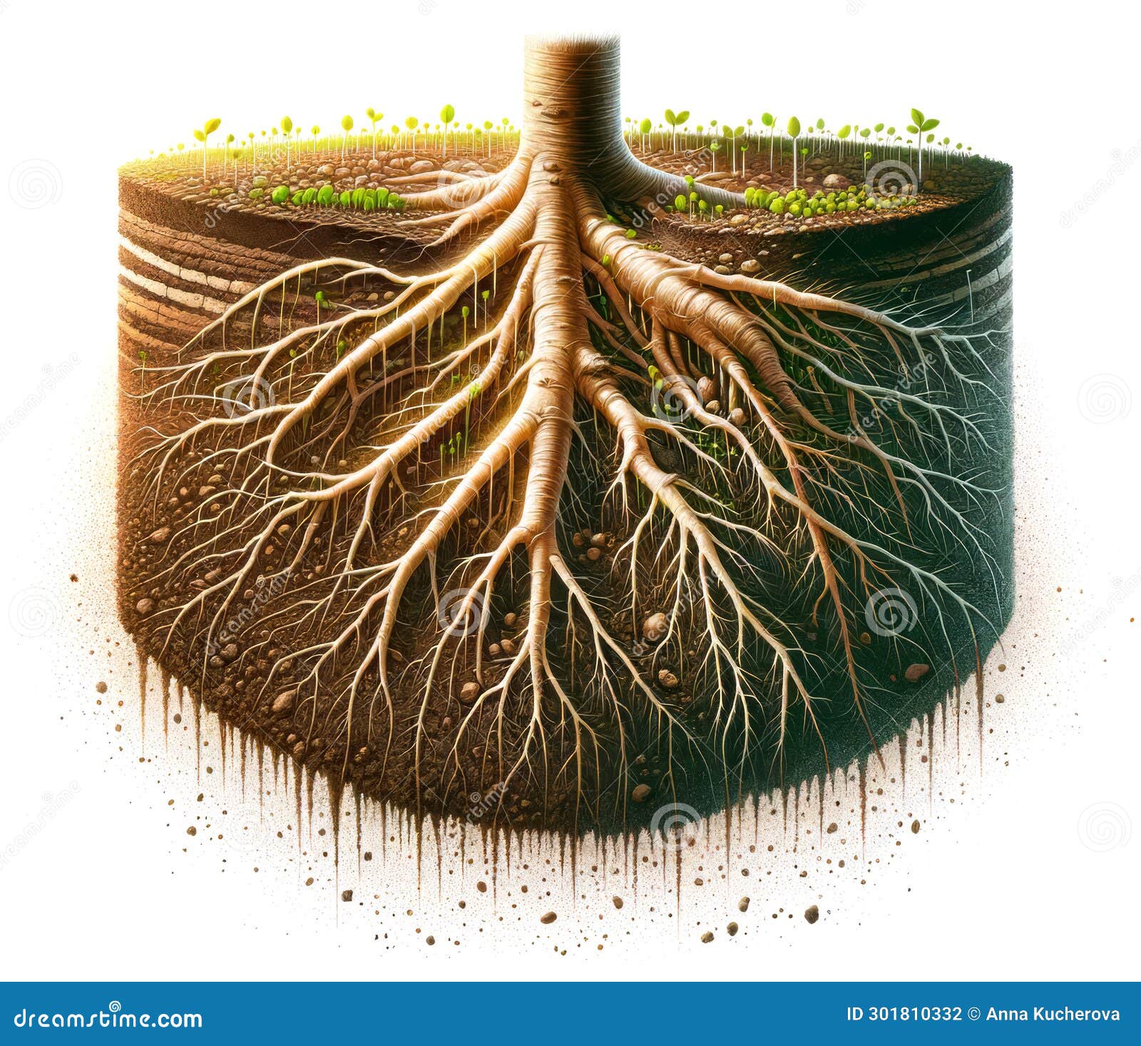 Cross-section of a Tree S Root System in a Soil Profile, Showcasing ...