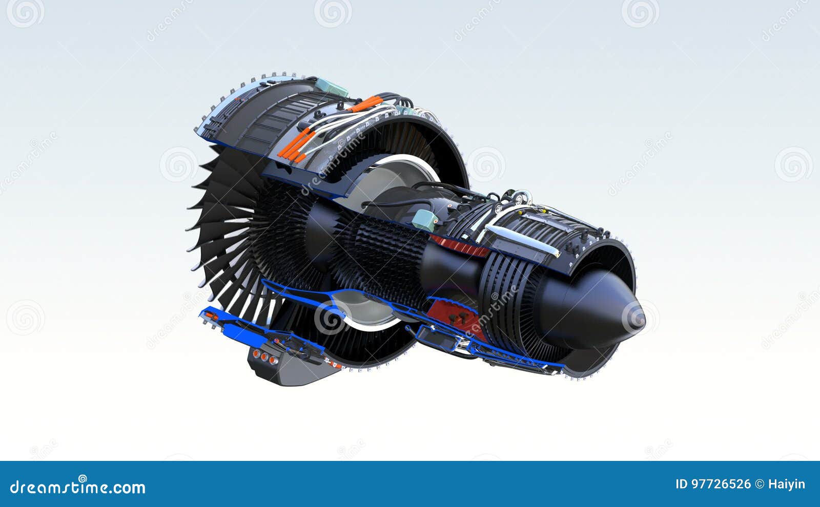 Cross Section of Turbofan Jet Engine with Alpha Channel Stock Footage ...