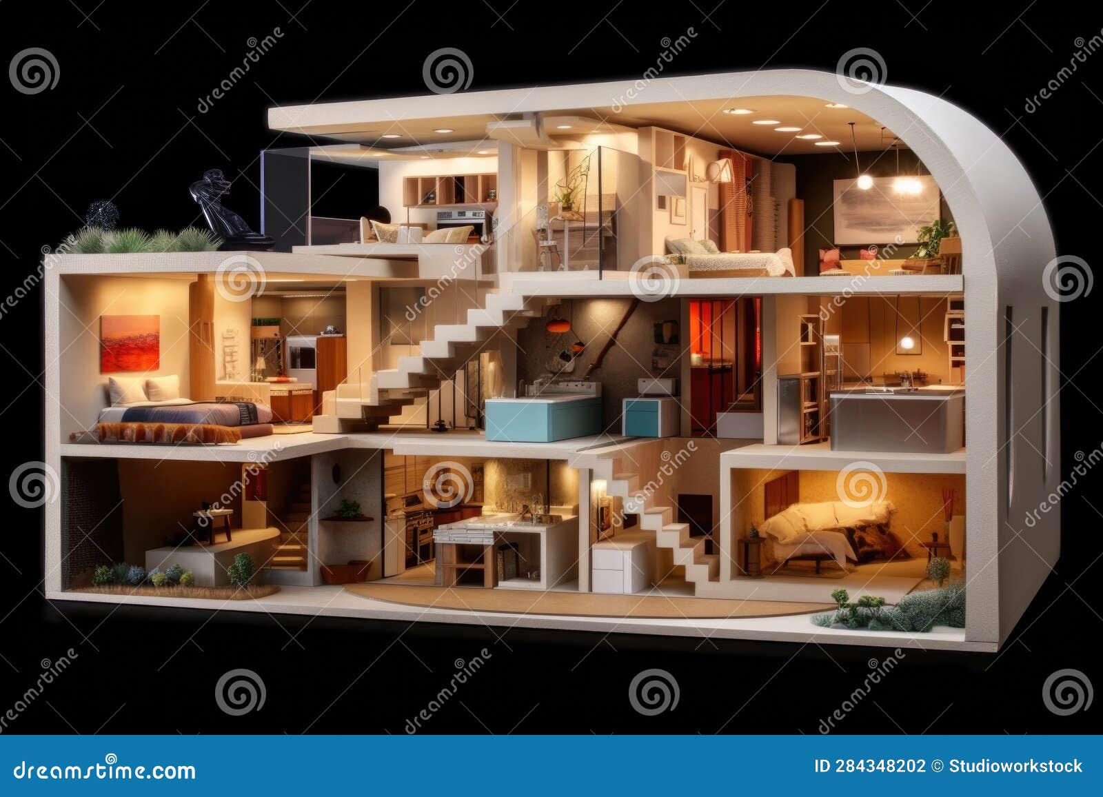 Cross-section View of a 3d Printed House, Showing Interior Stock ...