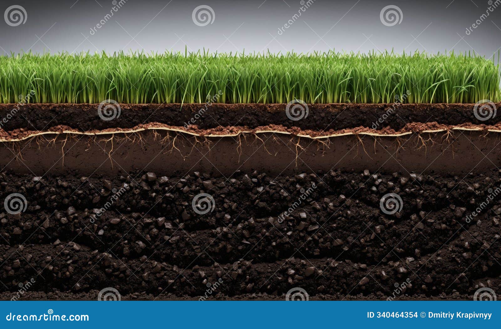Cross-section of Soil Layers Showing Grass Roots and Subsoil Stock ...