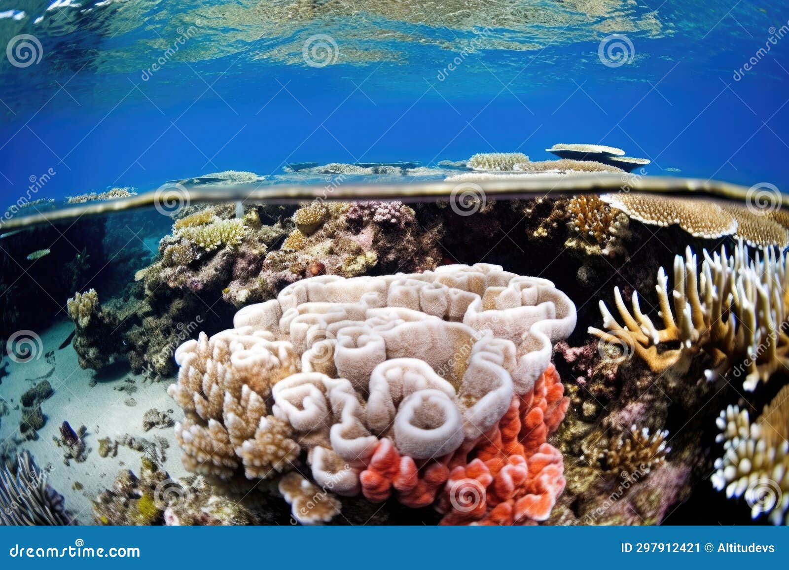 Cross-section View of a Healthy Coral Versus Dying Coral Stock Image ...