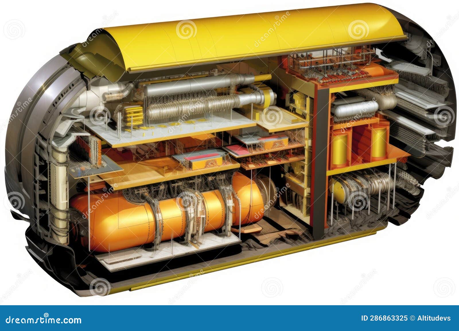 Cross-section View of Nuclear Battery with Labels Stock Illustration ...