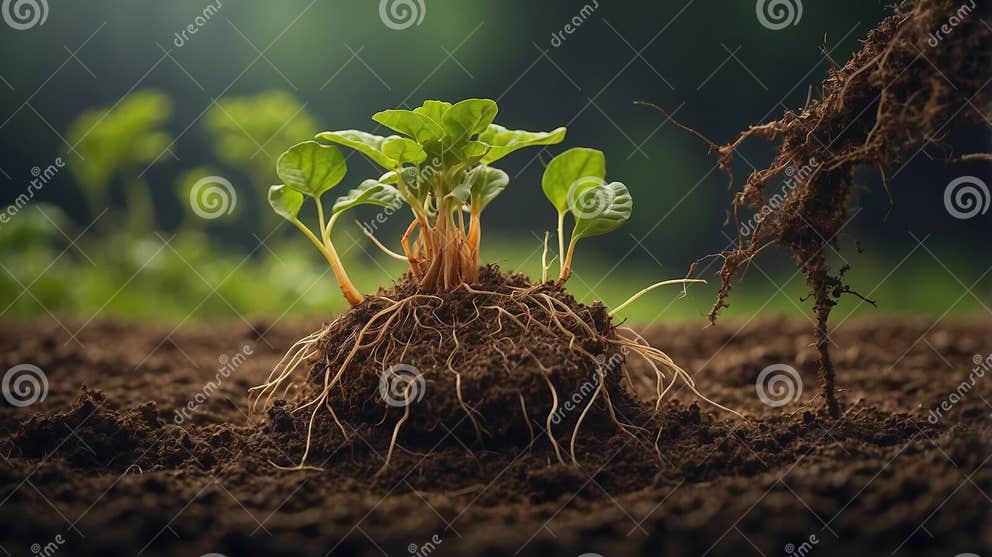 Cross Section View of a Seedling and Root System in Soil. Stock ...