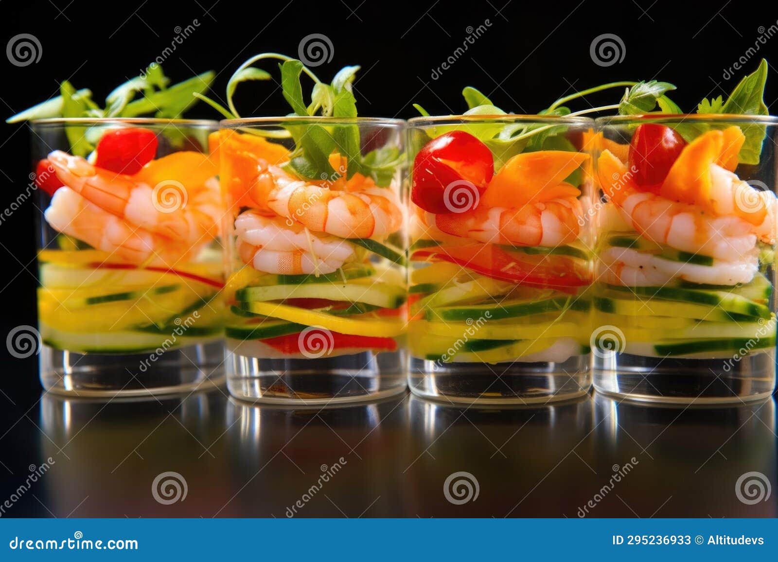 Cross-section View of Shrimp Skewers on Glass Stock Image - Image of ...