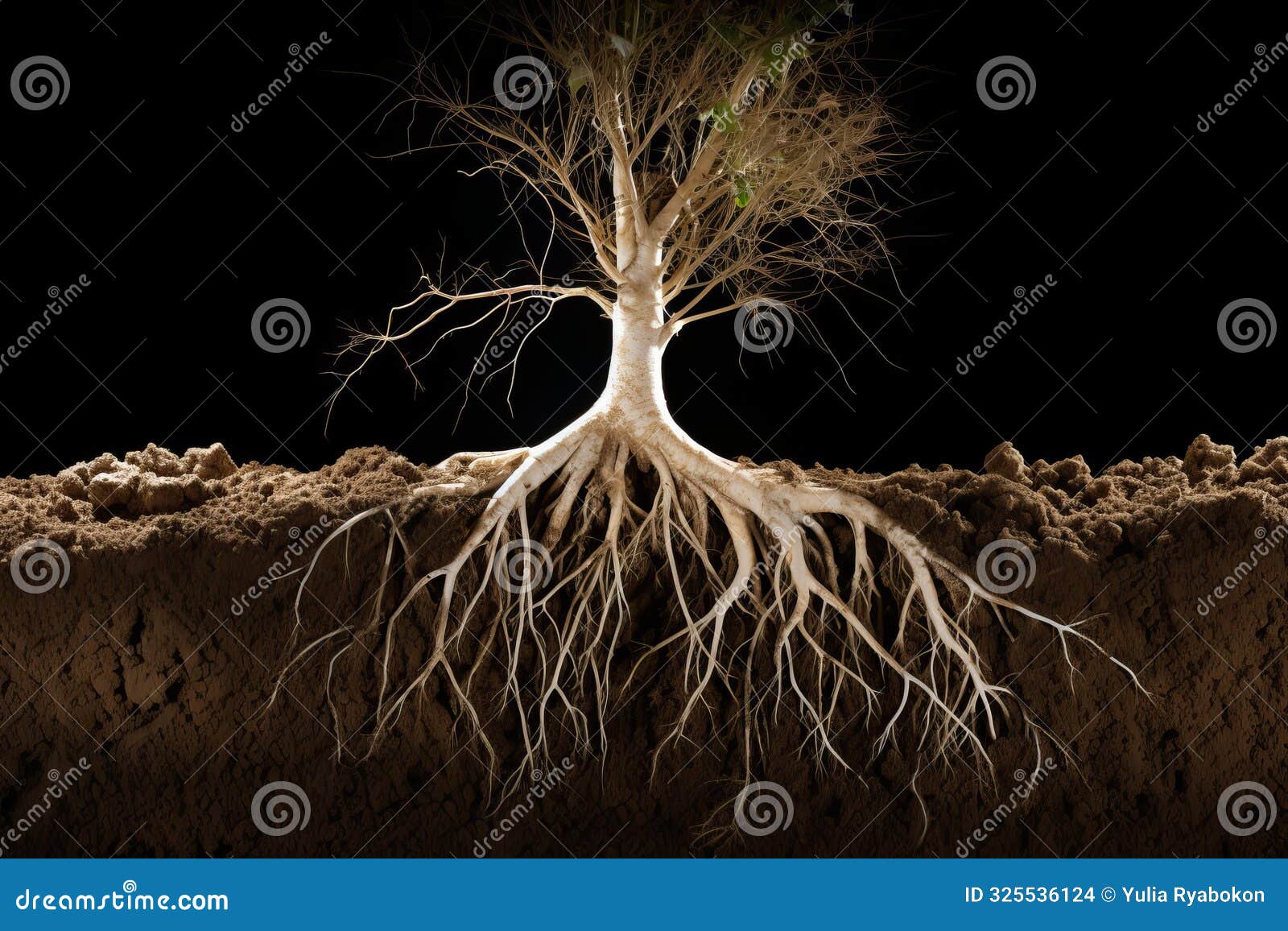 Cross-section View of Tree Roots in Soil Stock Photo - Image of ...