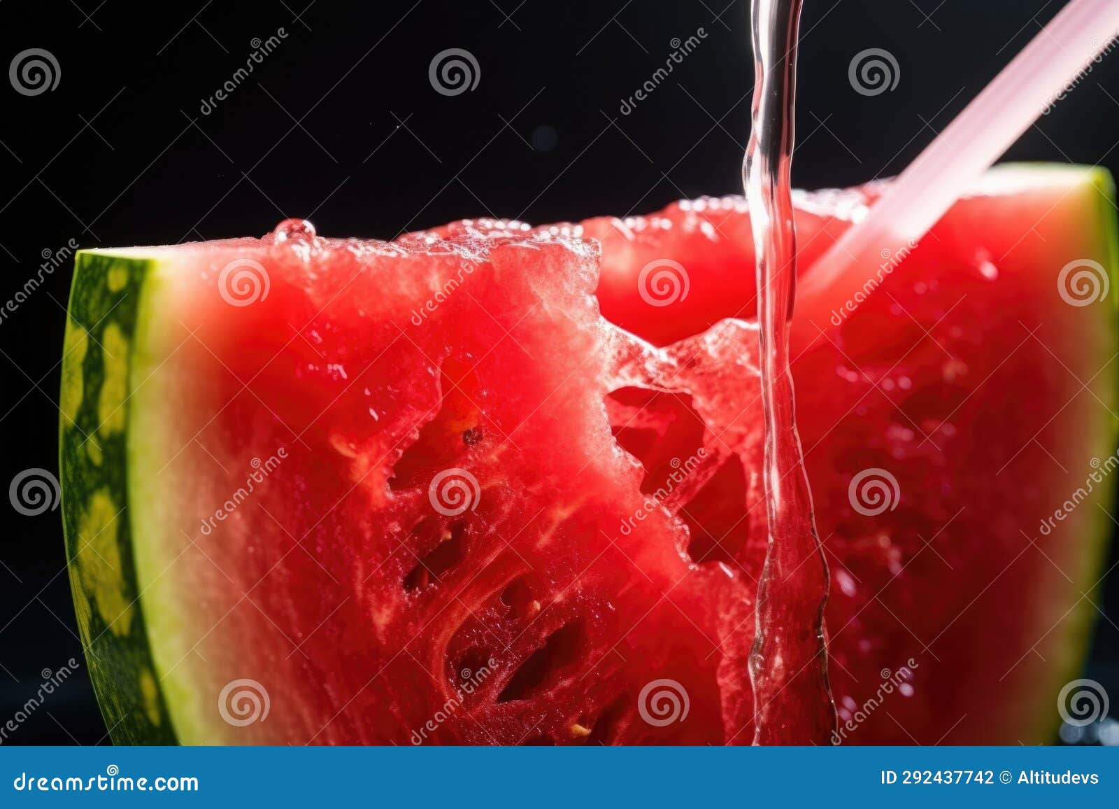 Cross-section of Watermelon with Straw Extracting Juice Directly Stock ...
