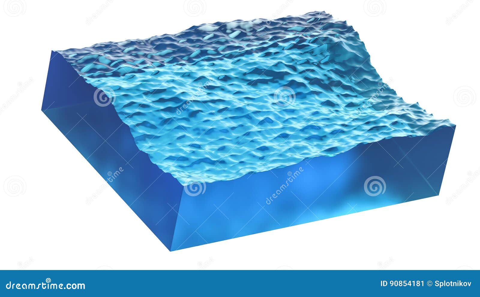 Cross Section of Wave with Blue Clean Water. Realistic 3d Illustration ...