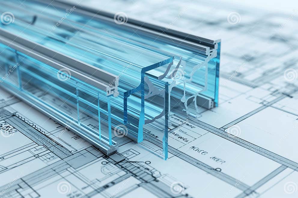 Cross-section of Window Frame on Architectural Blueprint Stock ...