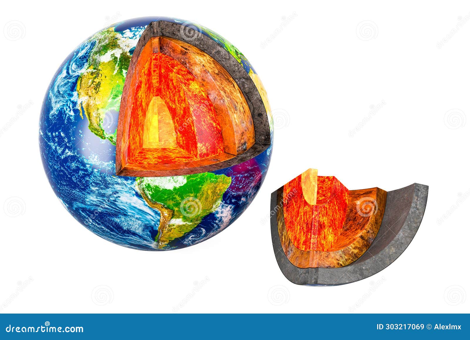 Cross Sectional Earth Model. Detailed Structure of Earth Globe, 3D ...