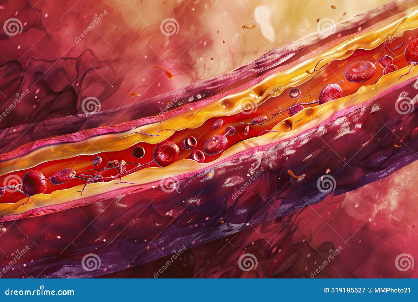 Cross-Sectional View of an Artery with Plaque Buildup in Medical ...
