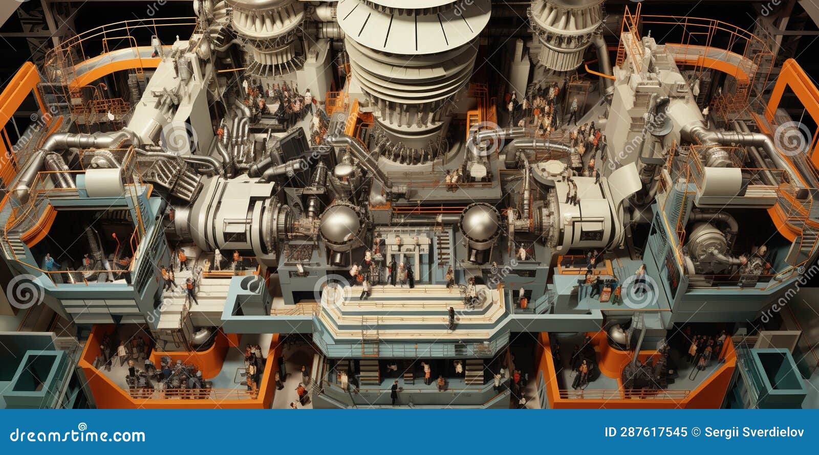 A Cross-sectional Visualization of a Large Factory, Depicting ...